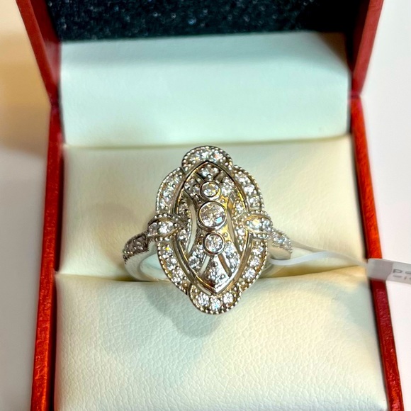 Berricle | Jewelry | Berricle Navette Art Deco Cz Statement Ring In ...